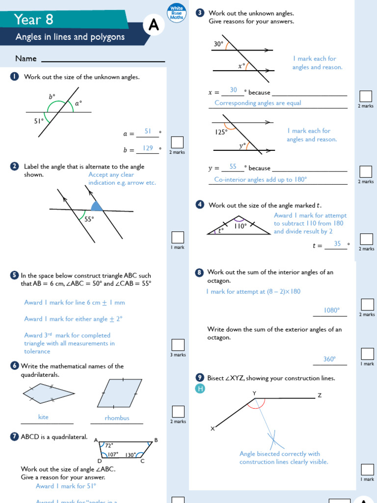 Year 8 - Summer 1 - Angles in Parallel Lines and Polygons Mini ...