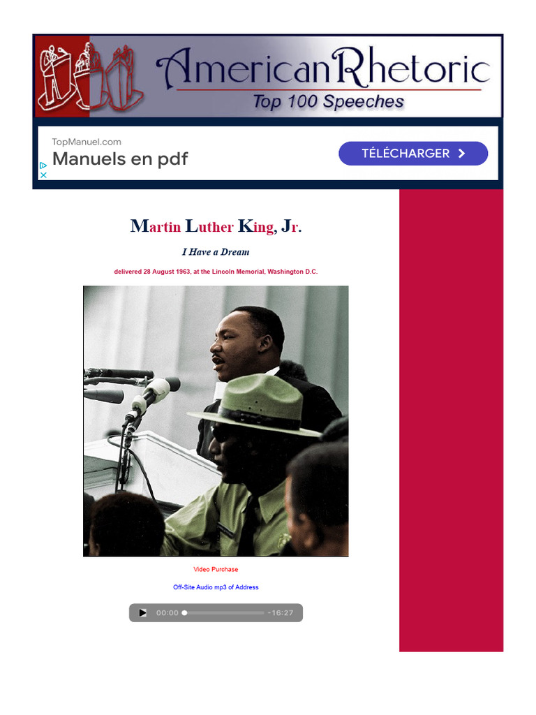 Martin Luther King I Have A Dream Speech - American Rhetoric | PDF ...