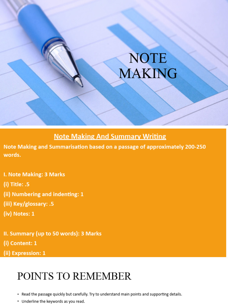 Note Making | PDF | Human Communication