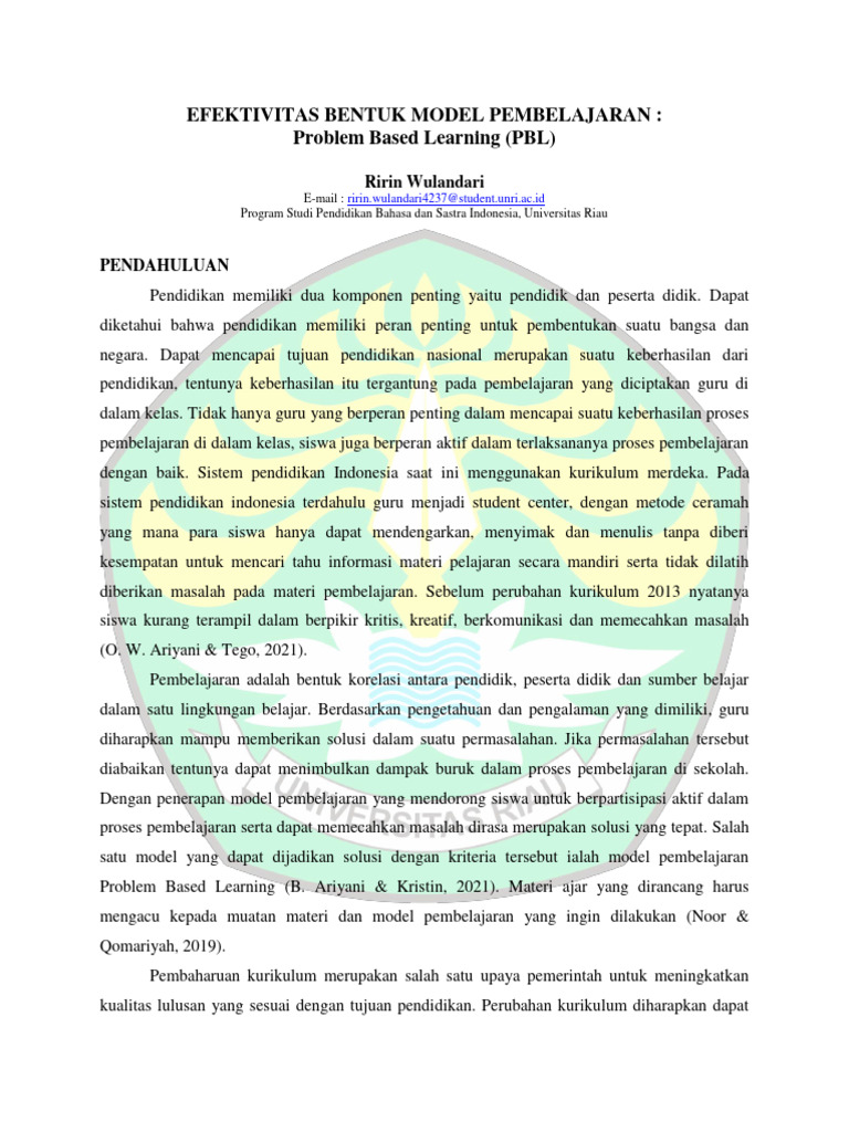 Efektivitas Bentuk Model Pembelajaran | PDF | Karier & Perkembangan