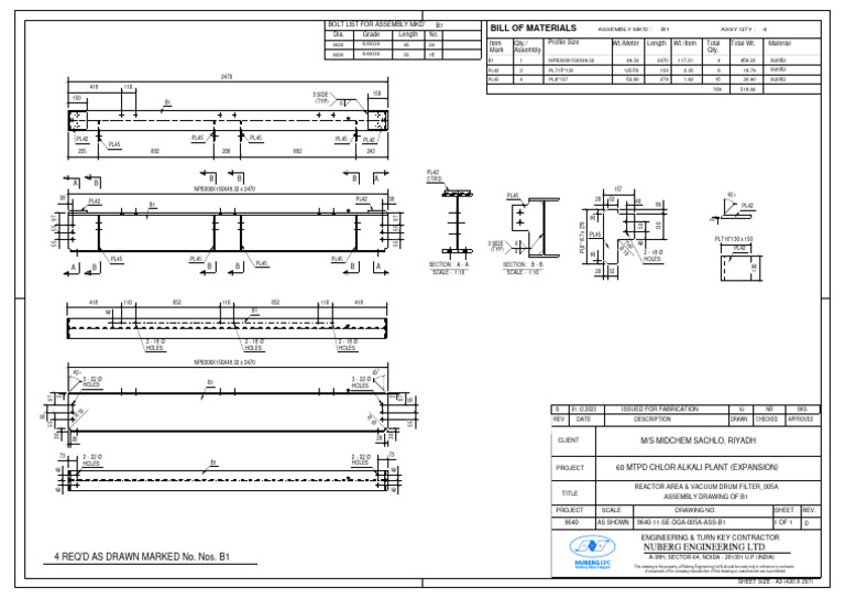 Beam Fabrication Drawing | PDF