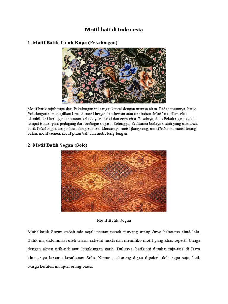 Motif Batik Di Indonesia | PDF