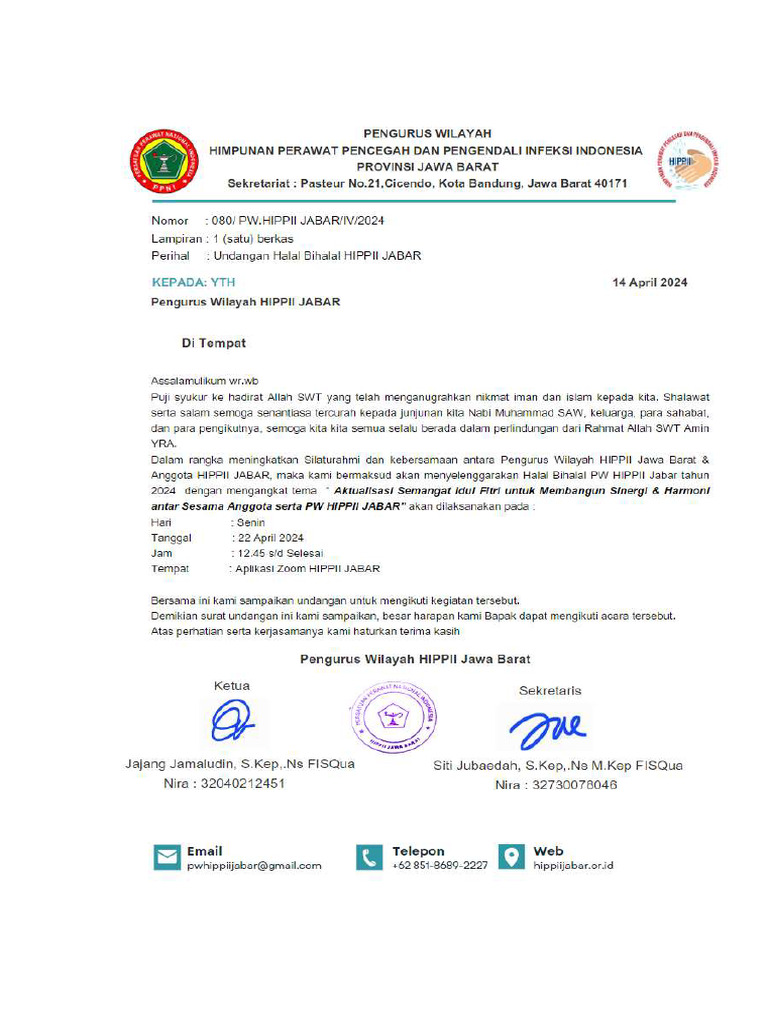 Undangan Halal Bihalal HIPPII Jabar 22 April 2022 | PDF