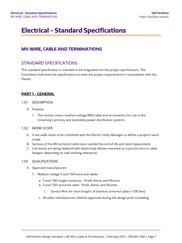 uwf-ds-electrical-standard-specs-mv-wire-cable-and-terminations | PDF ...