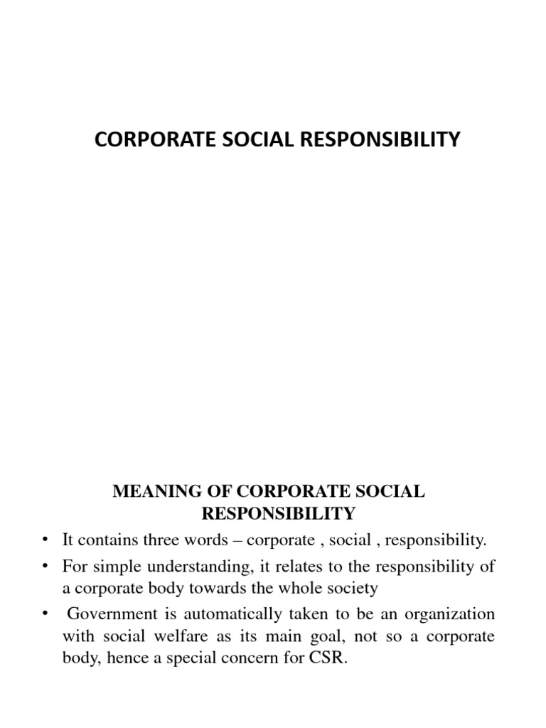 CORPORATE SOCIAL RESPONSIBILITY | PDF | Corporate Social Responsibility ...