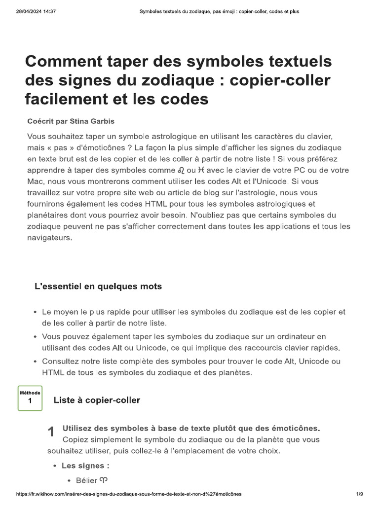 Symboles Textuels Du Zodiaque, Pas Émoji - Copier-Coller, Codes Et Plus ...