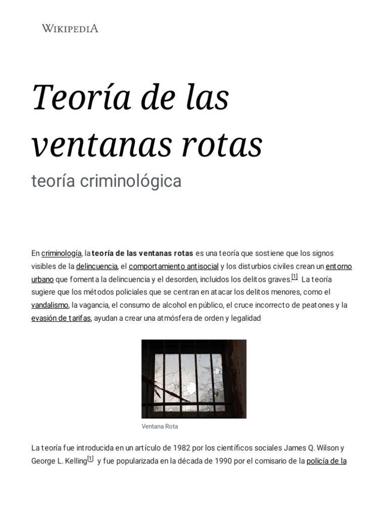 Teoría de Las Ventanas Rotas - Wikipedia, La Enciclopedia Libre | PDF ...