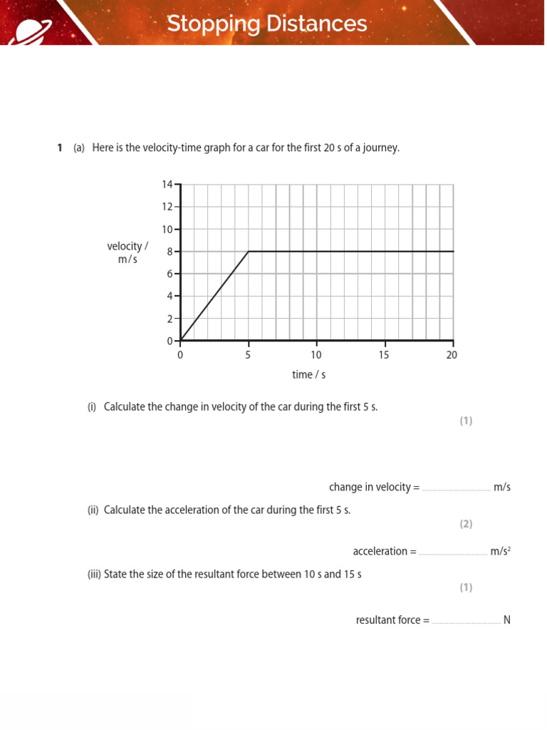 Stopping Distances QP | PDF | Force | Quantity