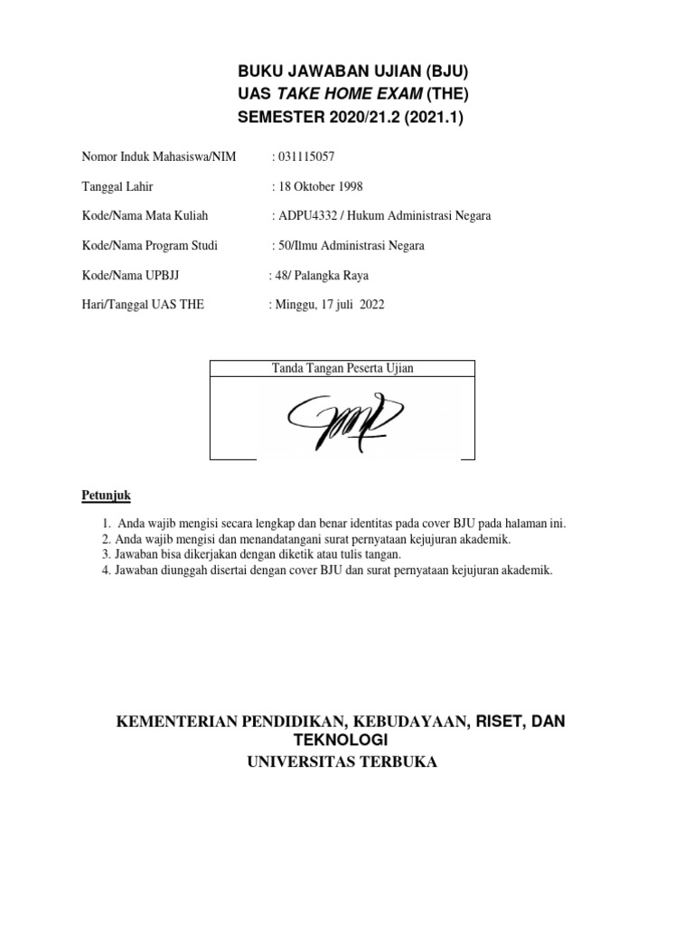 BJU Uas Hukum Administrasi Negara | PDF