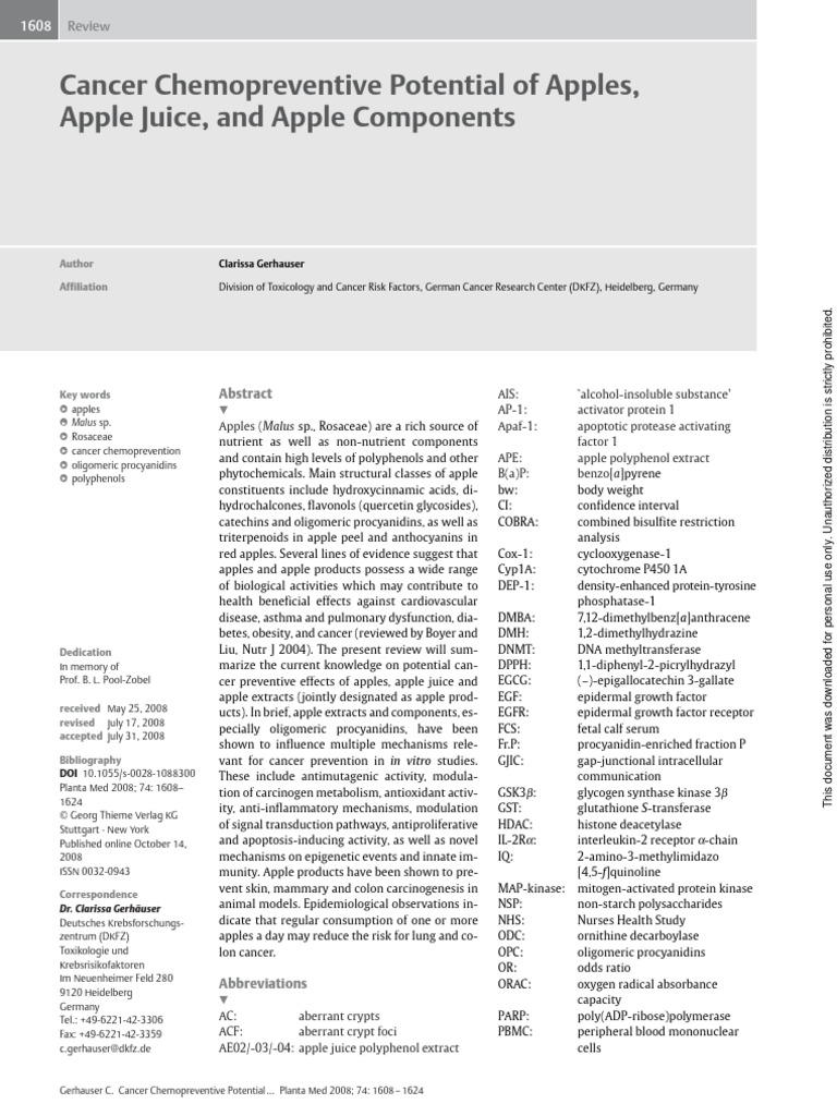 Cancer Chemopreventive Potential of Apples, Apple Juice, and Apple ...