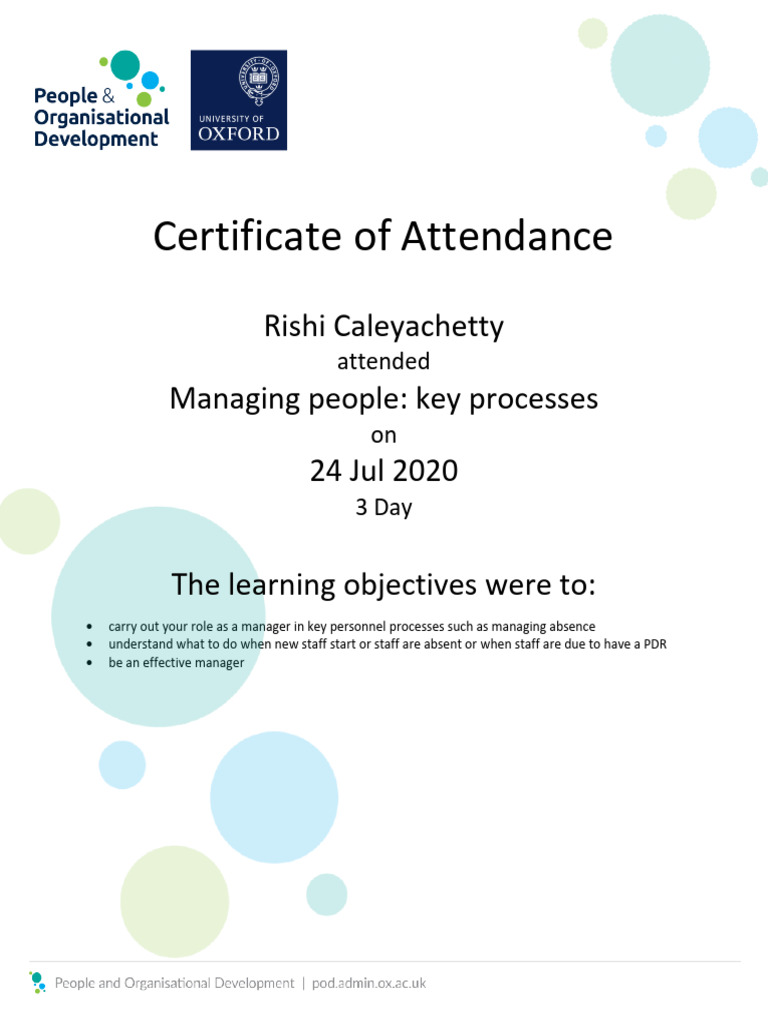 Certificate of Attendance Draft | PDF