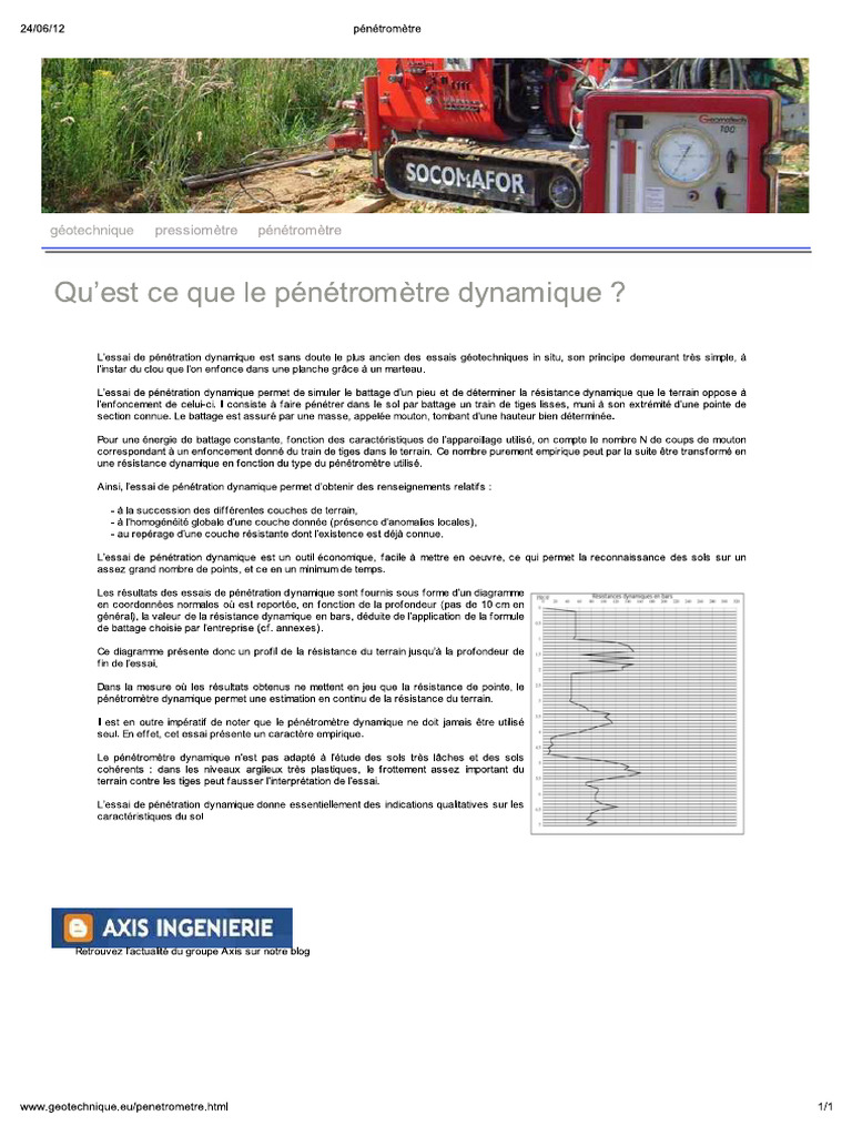 ESSAI PENETROMETRE DYNAMIQUE - Definition | PDF