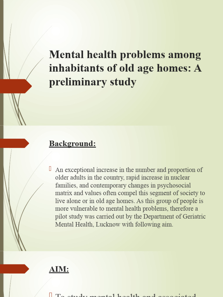 Mental Problems of Old Age Homes | PDF | Mental Disorder | Mental Health