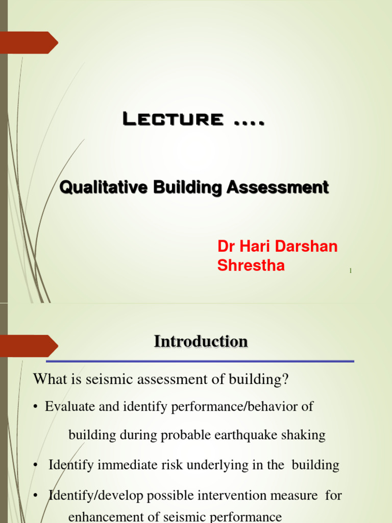 Lecture 4 Qualitative Building Assessment Procedure | PDF | Masonry ...