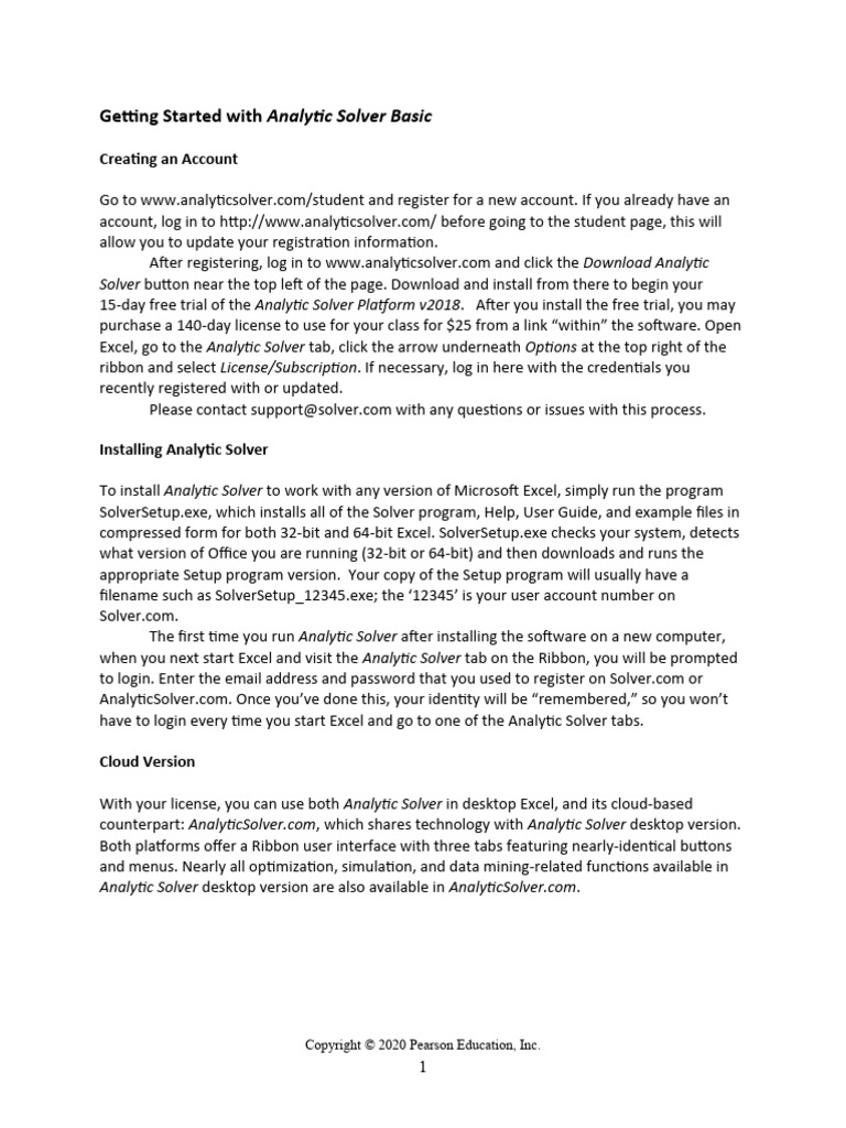 01 - Getting Started With Analytic Solver Basic | PDF | Login | Microsoft Excel