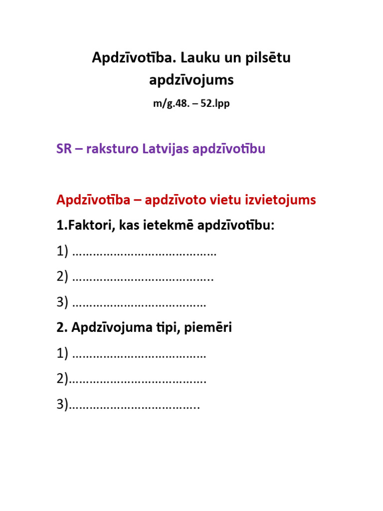 Apdzīvotība - Lauku Un Pilsētu Apdzīvojums | PDF