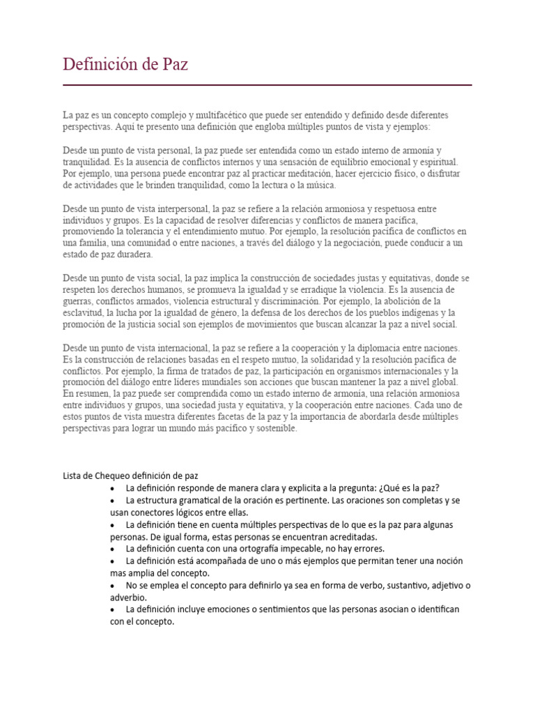 Definición de Paz | PDF | Paz | Estado (política)