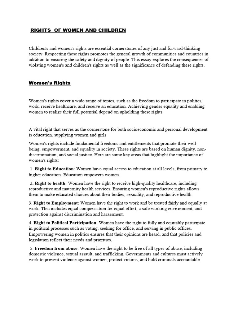 Advocating Women's and Children's Rights | PDF | Gender Studies ...