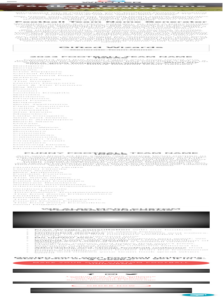 Football Team Name Generator: Gifted Wizards | PDF | Sports | Team Sports