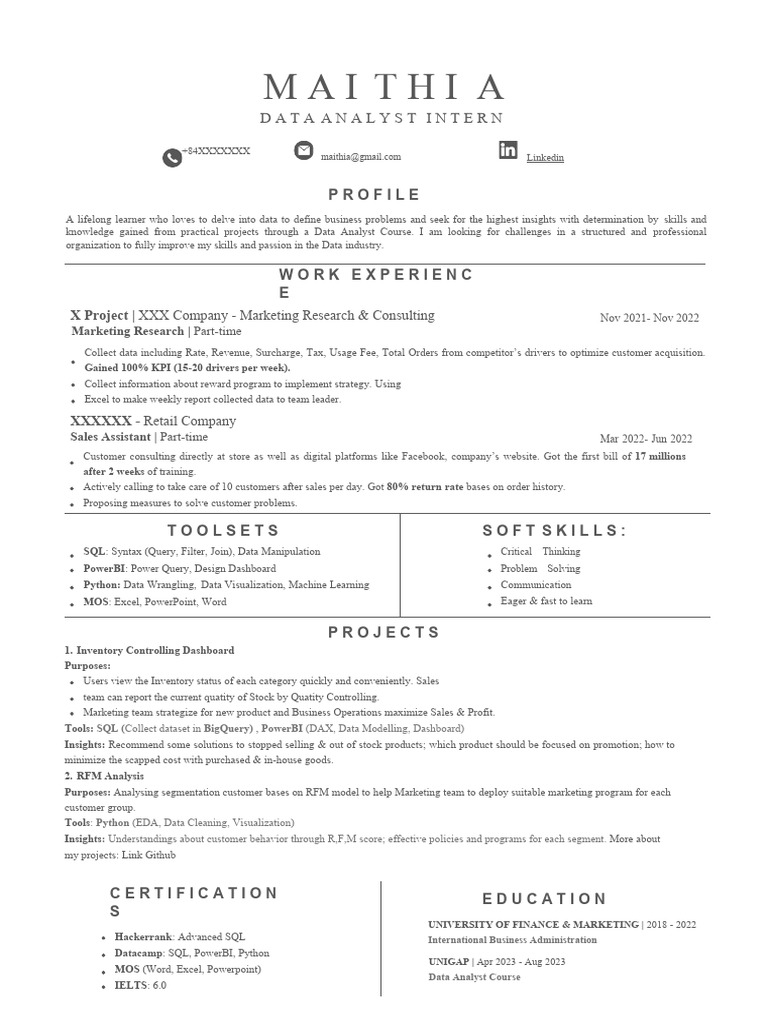 [Template CV 7] (1) | PDF | Marketing | Data Analysis