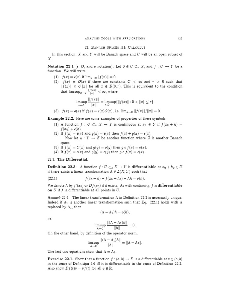 Anal21.Dvi-calculus On Banach Space | PDF | Continuous Function | Function (Mathematics)