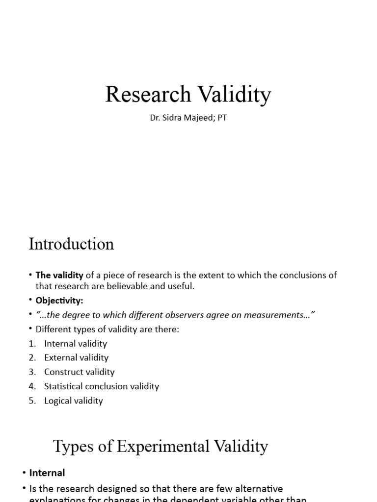 Research Validity...... DR Mazhar (03066980980) | PDF | Validity (Statistics) | Quantitative ...