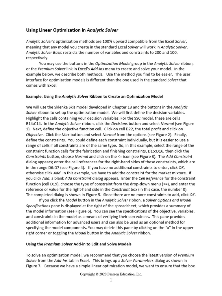 07 Using Linear Optimization In Analytic Solver Pdf Mathematical Optimization Microsoft