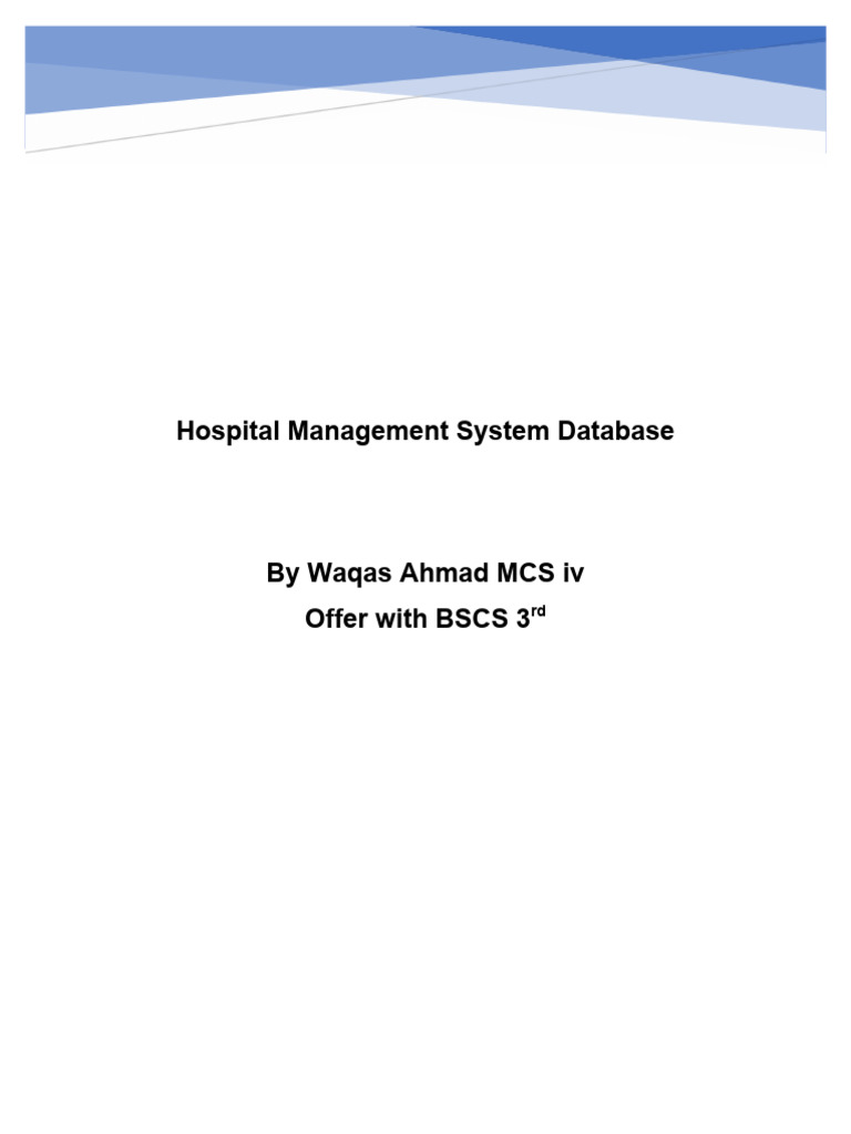 Hospital Management System Database | PDF | Databases | Electronic Health Record