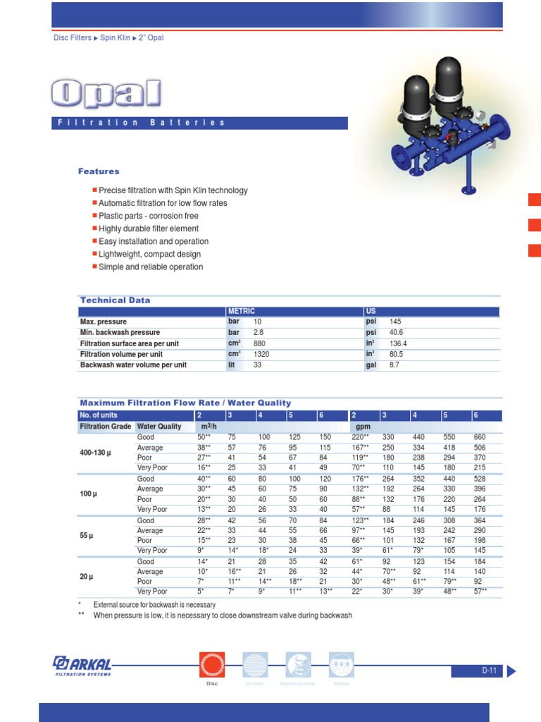 Opal Brochure | PDF | Filtration | Valve