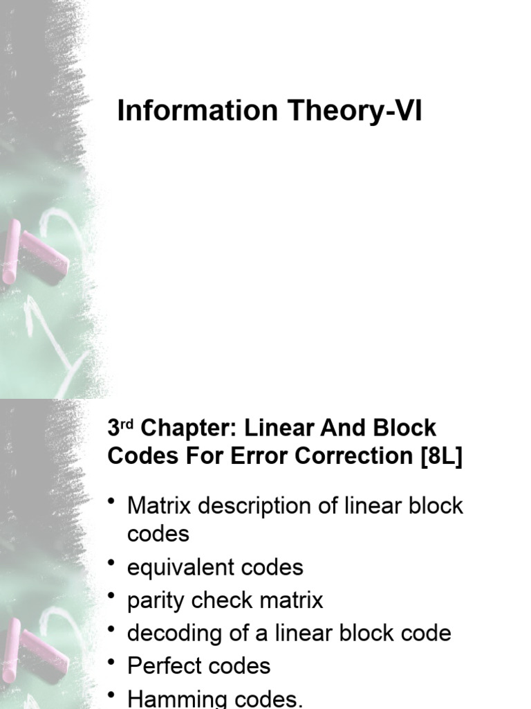 Information Theory-VI | PDF | Code | Error Detection And Correction