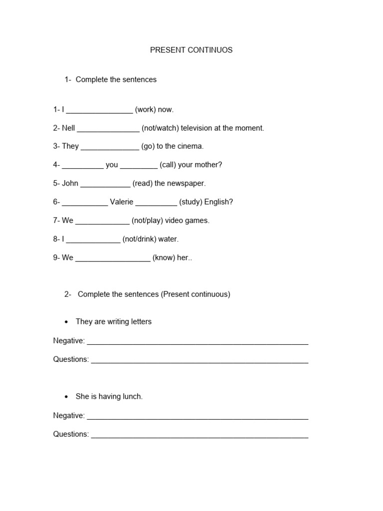 Present Continuos Practice 2 | PDF
