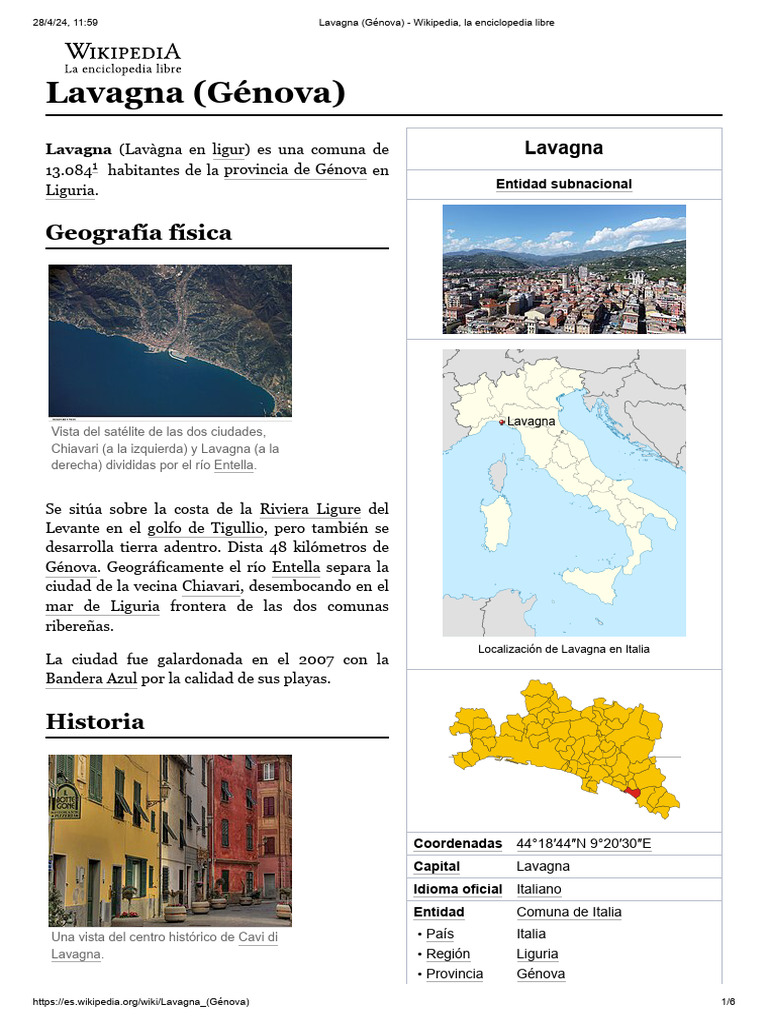 Lavagna (Génova) - Wikipedia, La Enciclopedia Libre | PDF