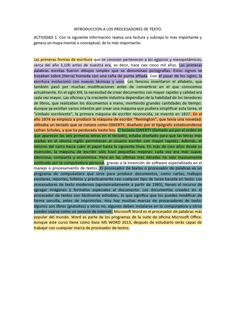 Introducción A Los Procesadores de Texto - Clase 03 - 2do Sec - Talento | PDF | Procesador de ...