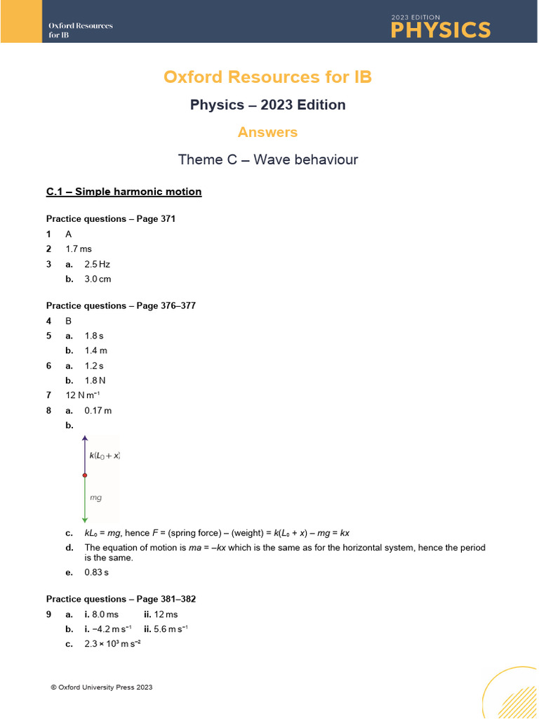IB Physics Answers ThemeC | Download Free PDF | Wavelength | Diffraction