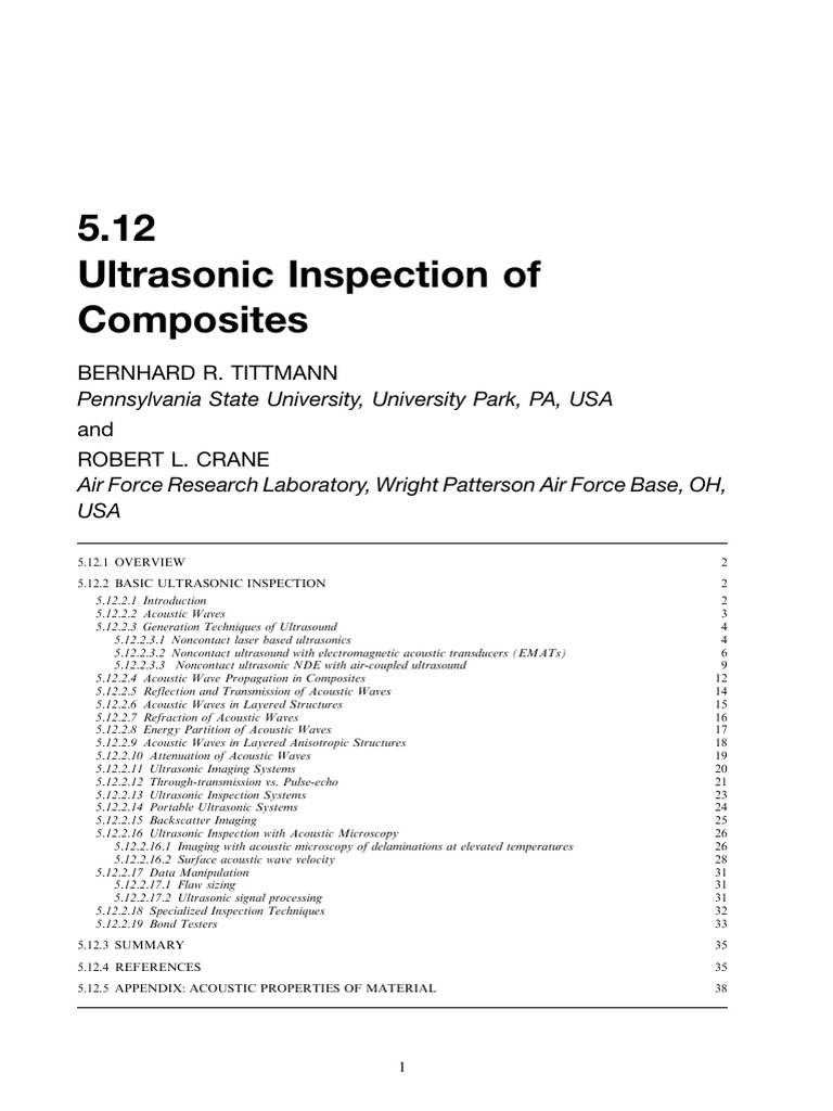 Ultrasonic Inspection Techniques for Composites | PDF | Waves | Ultrasound