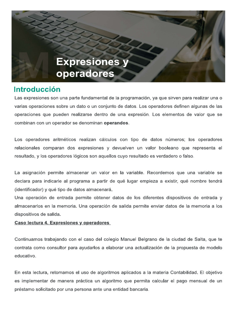 L4 - Expresiones y Operadores | PDF