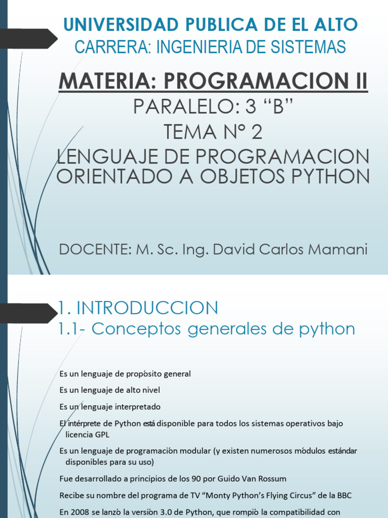 2.Python | PDF | Python (lenguaje de programación) | Objeto (informática)