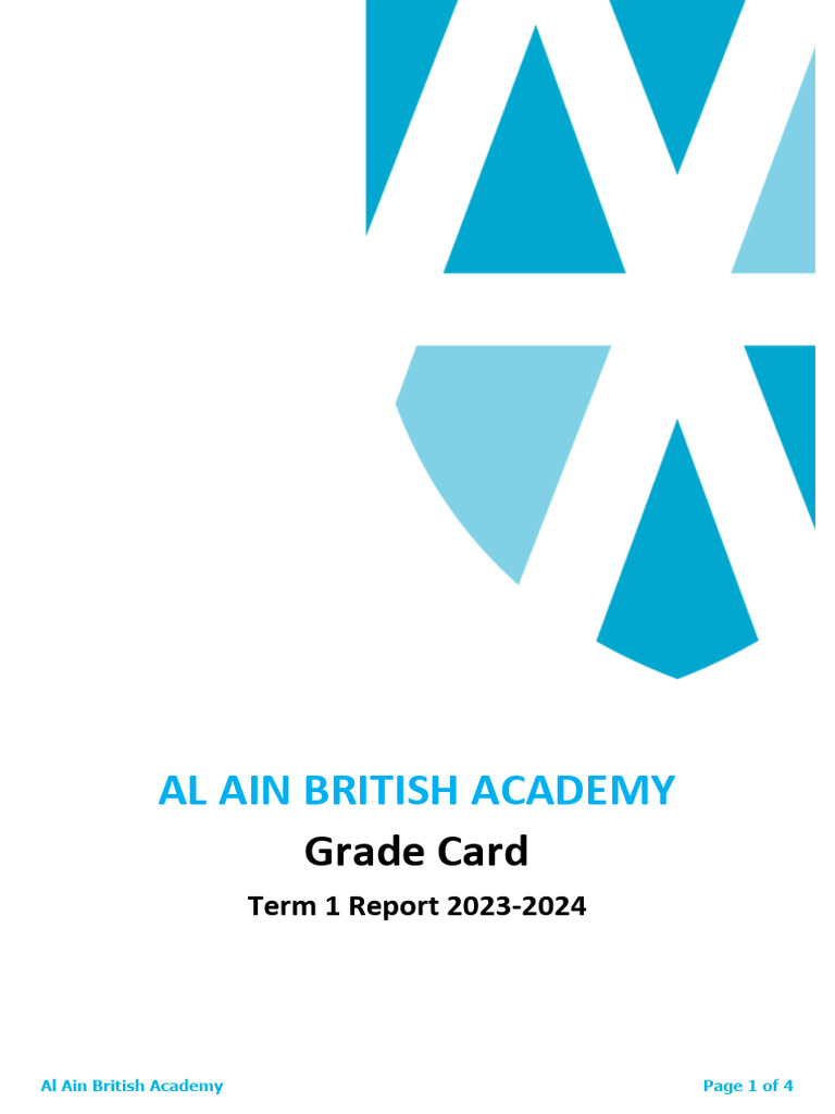 Al Ain British Academy: Grade Card | PDF | Learning | Curriculum