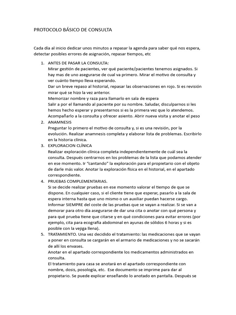 Protocolo Básico de Consulta | PDF | Especialidades Medicas | Ciencias de la Salud