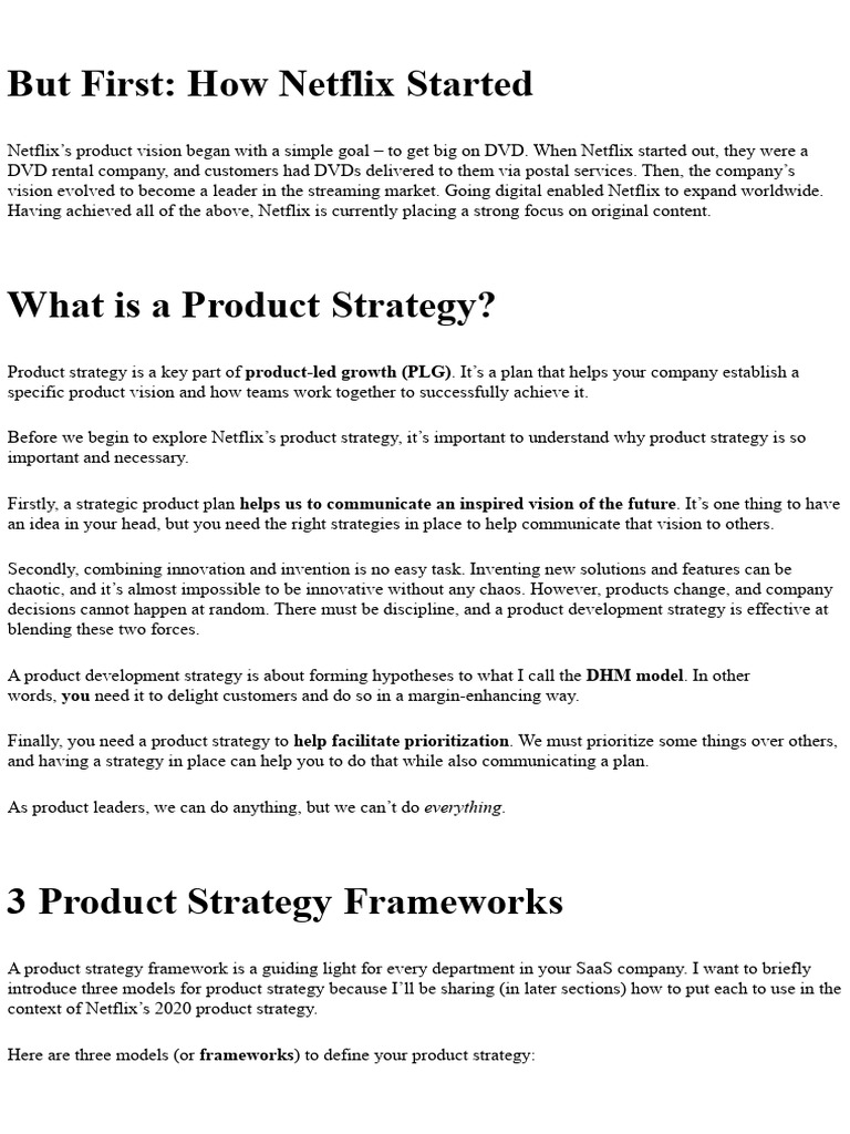 Netflix Product Strategy - A 2020 Market King Case Study | PDF ...