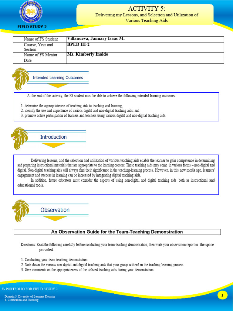 Villanueva January Isaac - FS2-Act5 | PDF | Learning | Teachers