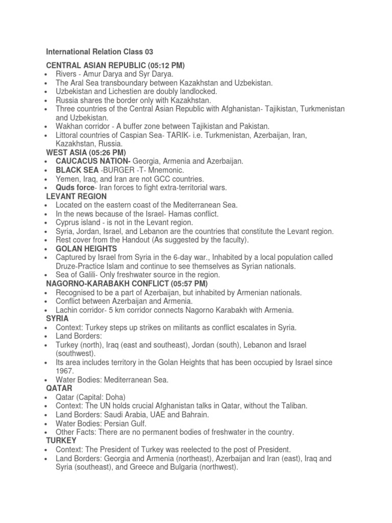 Central Asia and West Asia Relations Overview | PDF | International ...