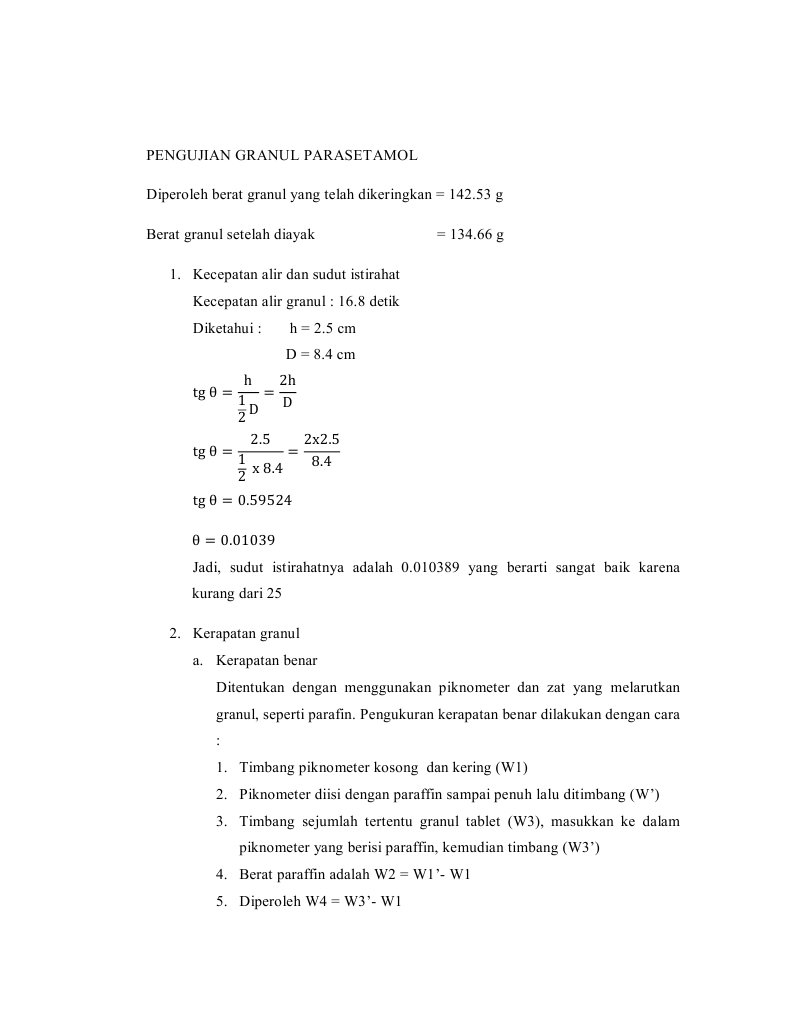 Pengujian Granul Dan Tablet PCT & Asmef | PDF