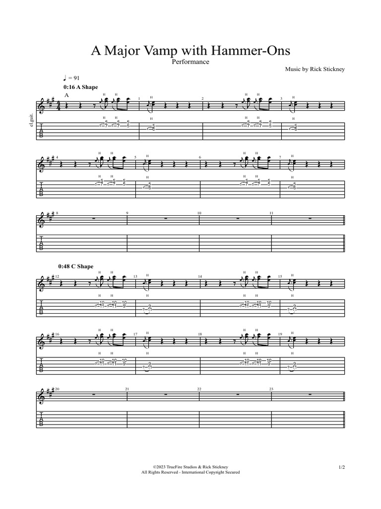 6 - A Major Vamp With Hammer-Ons - Performance | Download Free PDF ...