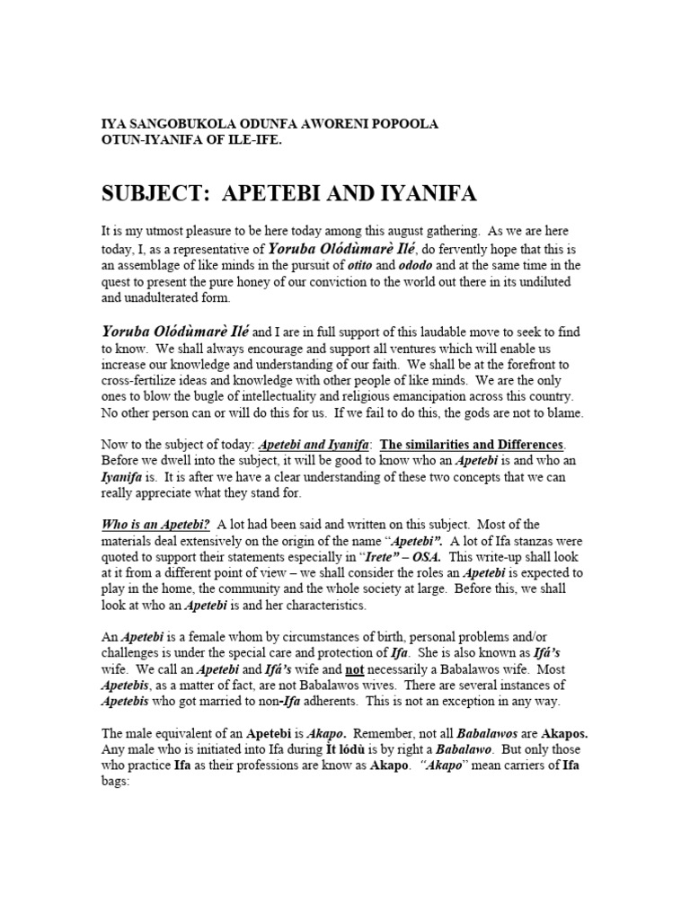 Apetebi and Iyanifa | PDF | Profession