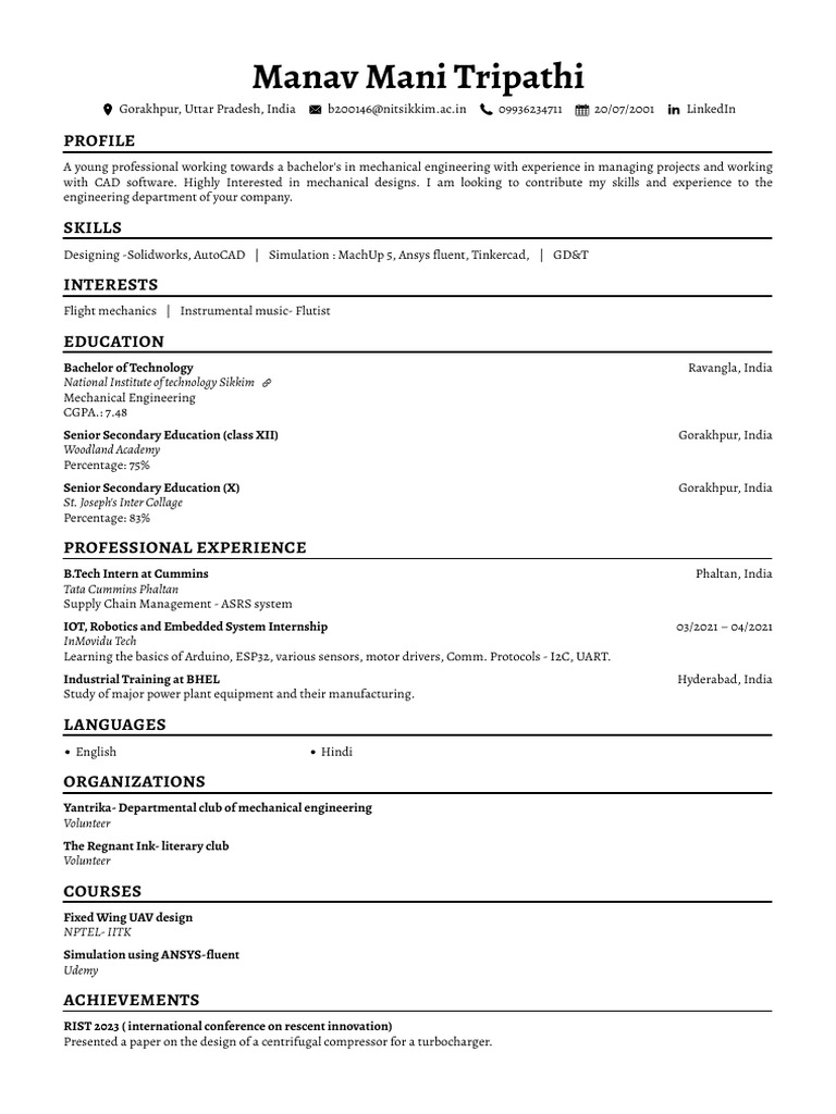 Manav Mani Tripathi FlowCV Resume 20240326 | PDF Manav Mani Tripathi FlowCV Resume 20240326 | PDF