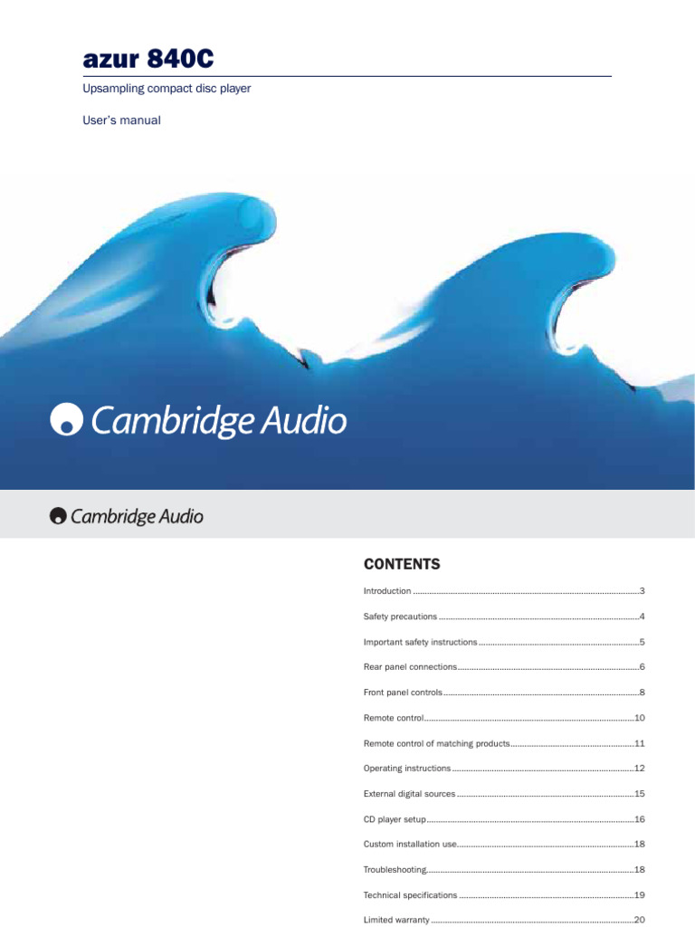 Azur 840C User Manual - English | PDF | Electrical Connector | Ac Power ...