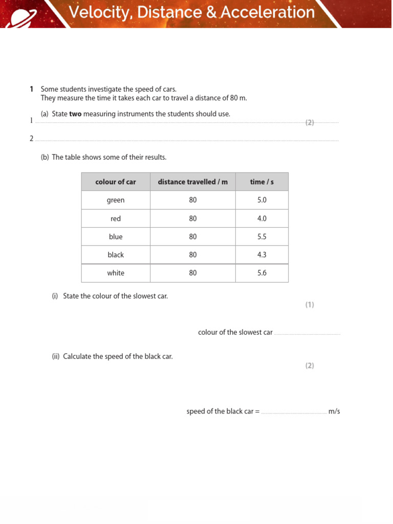Velocity, Distance - Acceleration 1 QP | PDF | Acceleration | Force