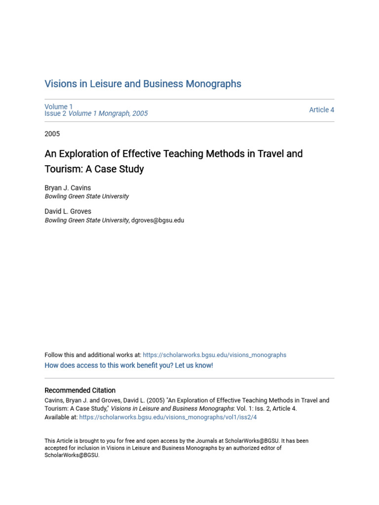 TE15 | PDF | Methodology | Tourism