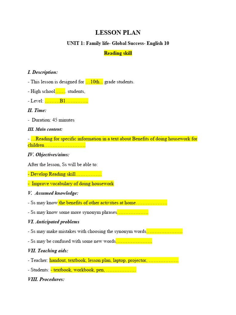 Sample of Lesson Plan K15. Details | PDF | Human Communication | Cognitive Science